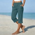 DeHolifer Capris for Women Casual Stretch High Waisted Lightweight Side ...