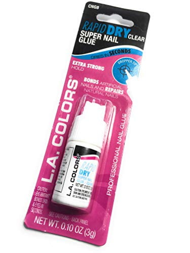 (1) LA Colors Rapid Dry Clear Super Nail Glue (.10 oz) Extra Strong ...