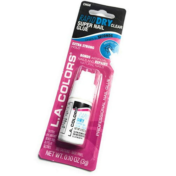 (1) LA Colors Rapid Dry Clear Super Nail Glue (.10 oz) Extra Strong ...