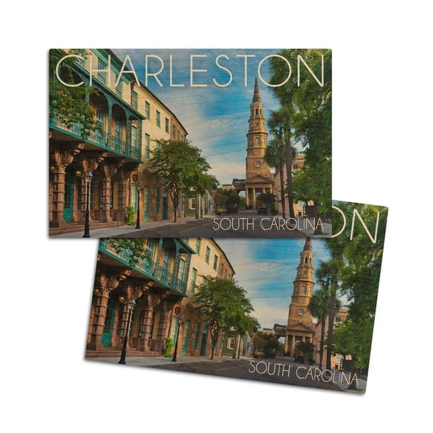 Charleston, South Carolina, Street View (4x6 Birch Wood Postcards, 2 ...