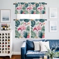 3 Piece Kitchen Curtains and Valances Set Flamingo Cafe Curtains 24 ...