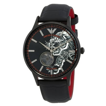 Emporio Armani Men's Classic Chronograph Cream Face Brown Leather Strap ...