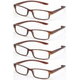 Wrap Around Neck Reading Glasses Basic Simple Geeky Comfortable Fit Matt Brown 4 Pairs 200