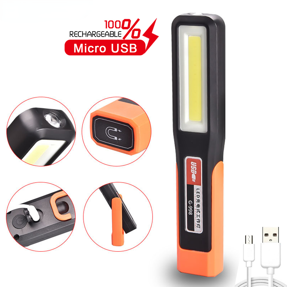 Powerful COB LED Work Light Car Mechanic Lamp USB Rechargeable Flashlight Magnetic Torch ...