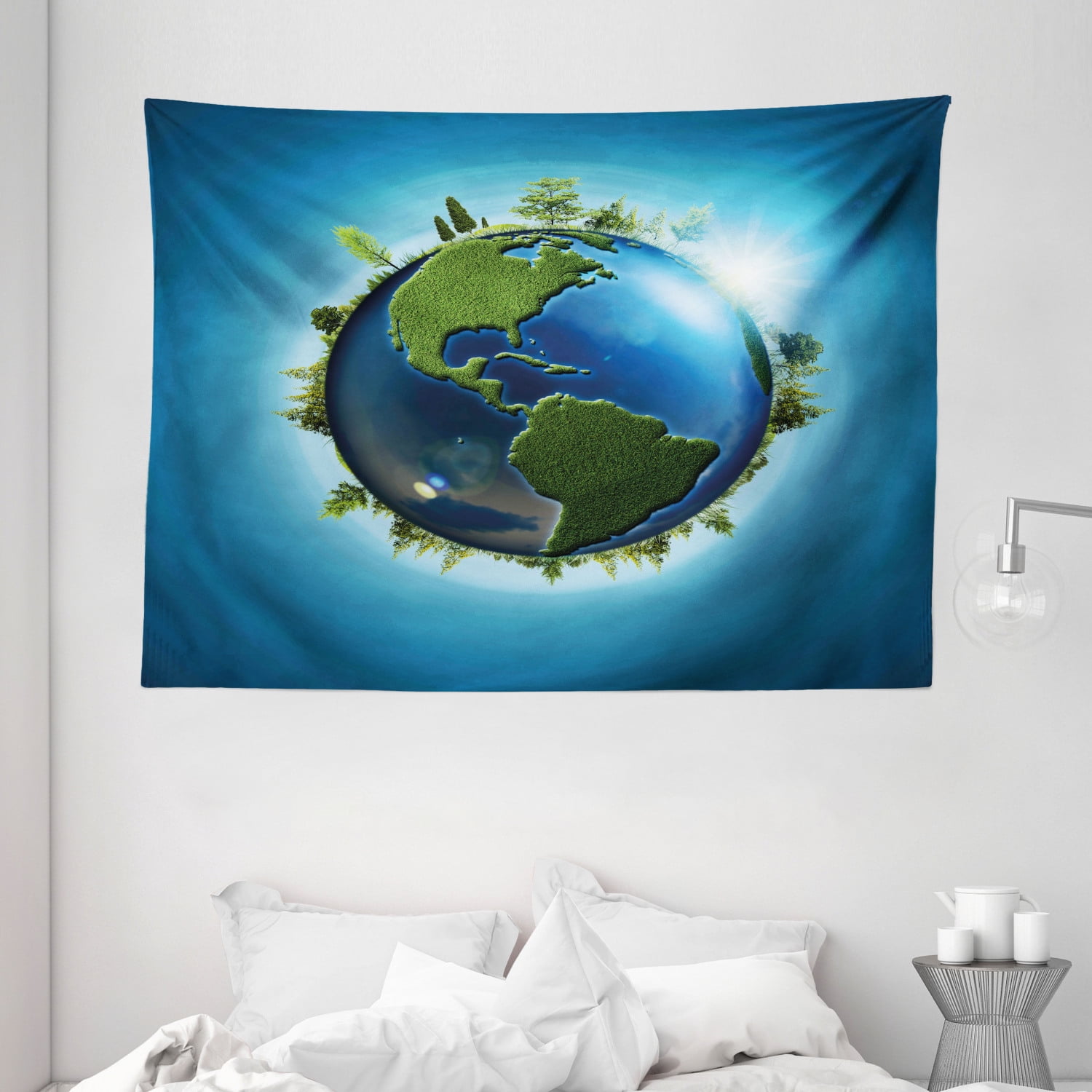 Earth Tapestry, Planet Covered with Blue Seas and Forest Continents ...