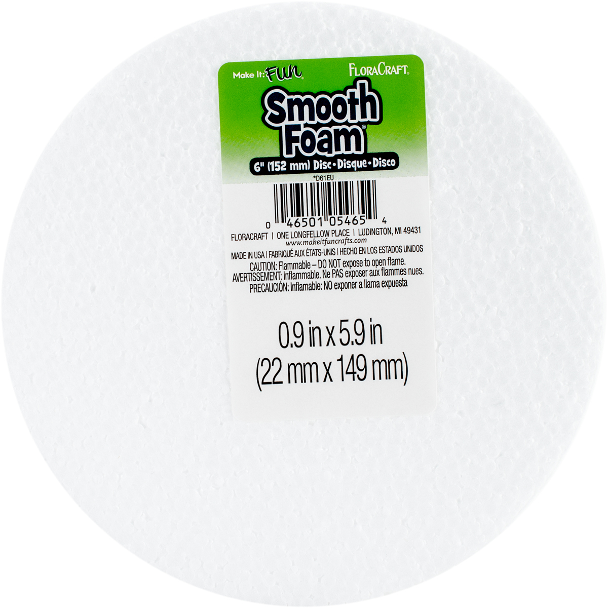 Smooth Disc Styrofoam 6"x1" - Walmart.com