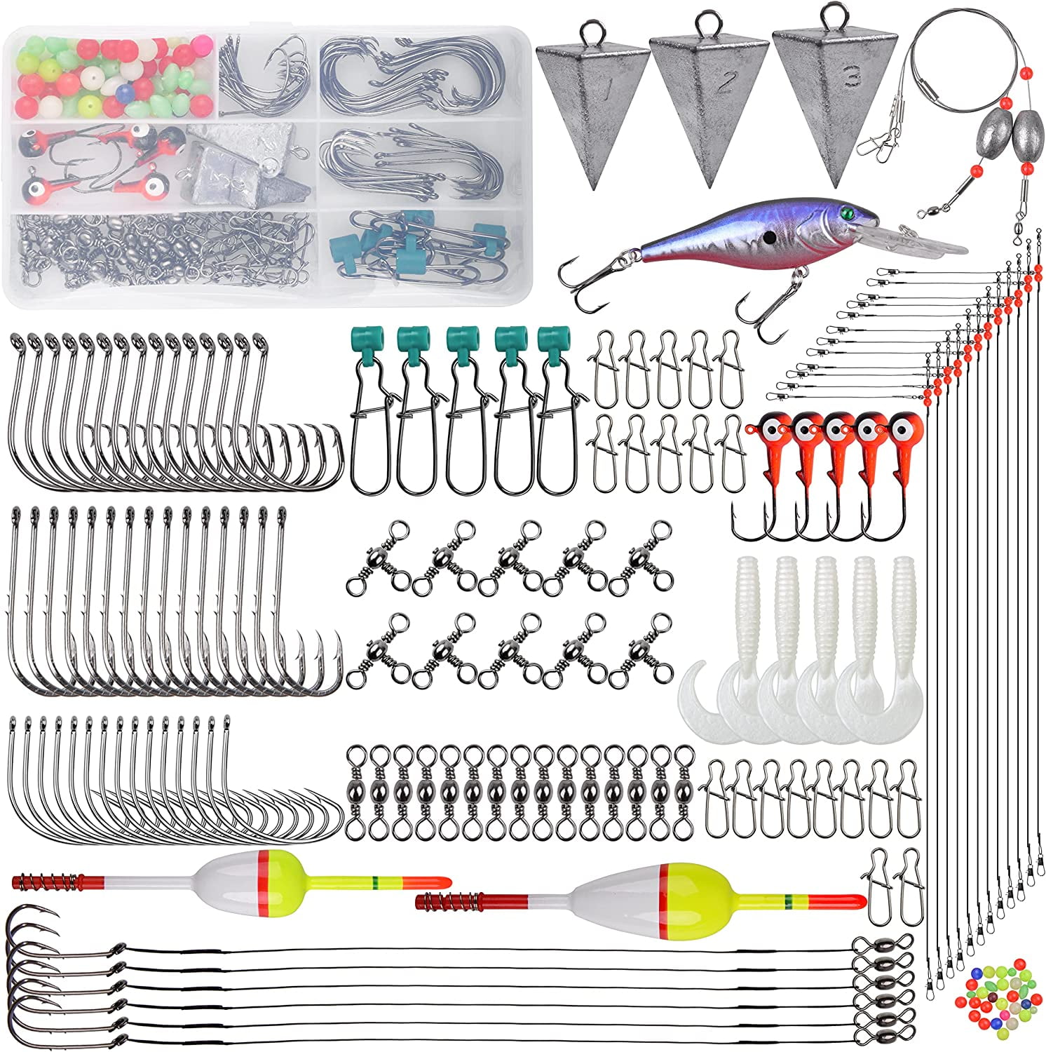 Saltwater Lures Surf Fishing Tackle Box Kit, 161pcs Ocean Beach Fishing ...