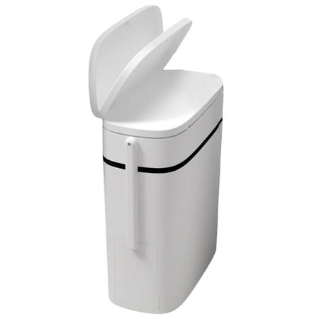 Narrow Trash Can Double Barrel Garbage Container Bathroom Bedroom White ...