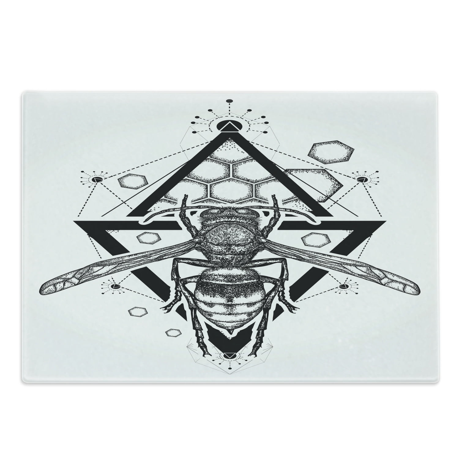 Queen Bee Cutting Board, Beehive Pattern with Triangles Background and ...
