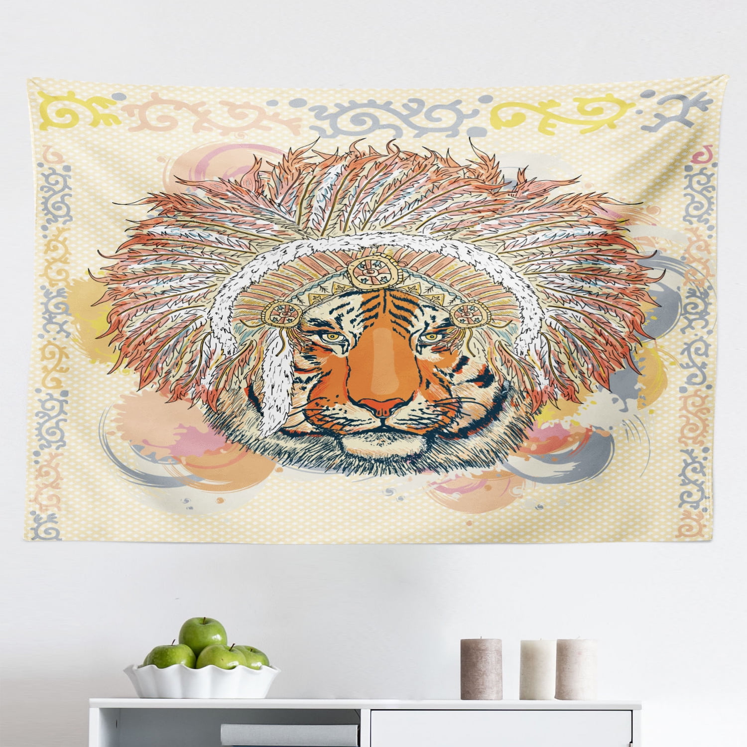 Nature Tapestry, Birds Flying Over Twiggy Tree Branches Autumn Season ...