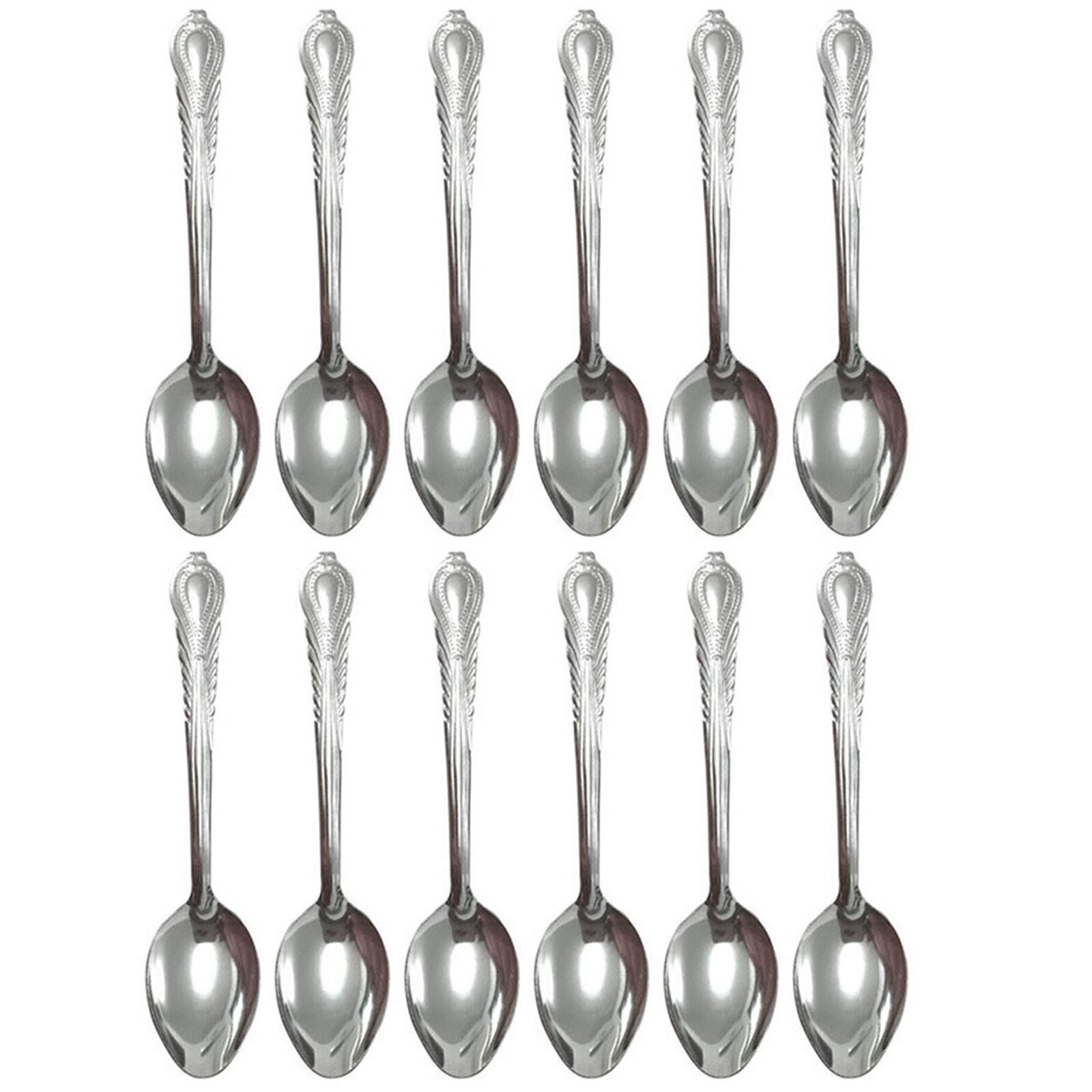 12 Pc Dinner Spoons Stainless Steel Silverware Cutlery Soup Utensil ...