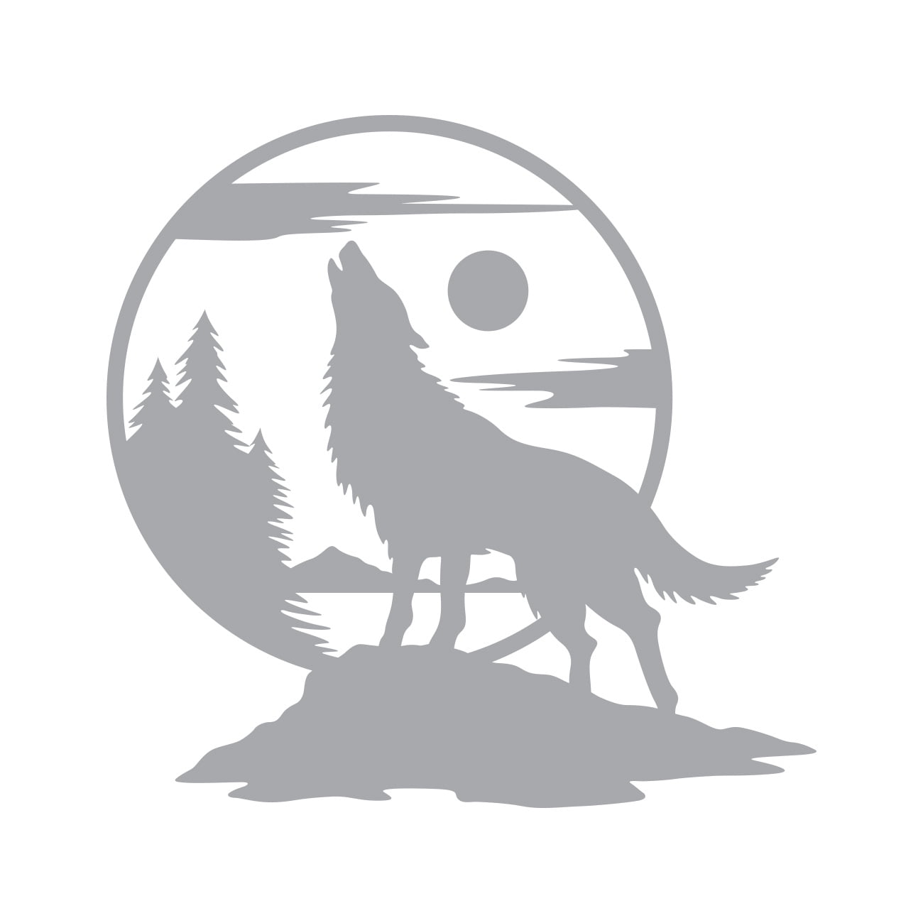 Howling Wolf Moon Sticker Decal Die Cut - Self Adhesive Vinyl ...