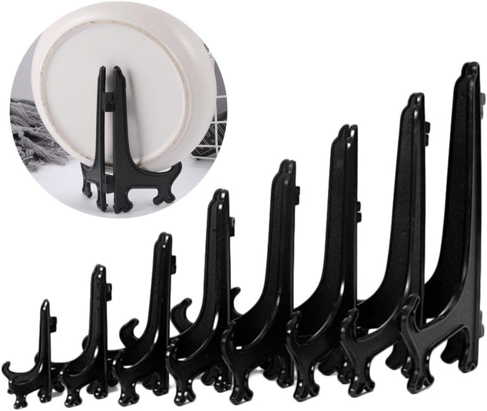 Black 3-12inch Plastic Easels Plate Display Stands Picture Frame Stand ...