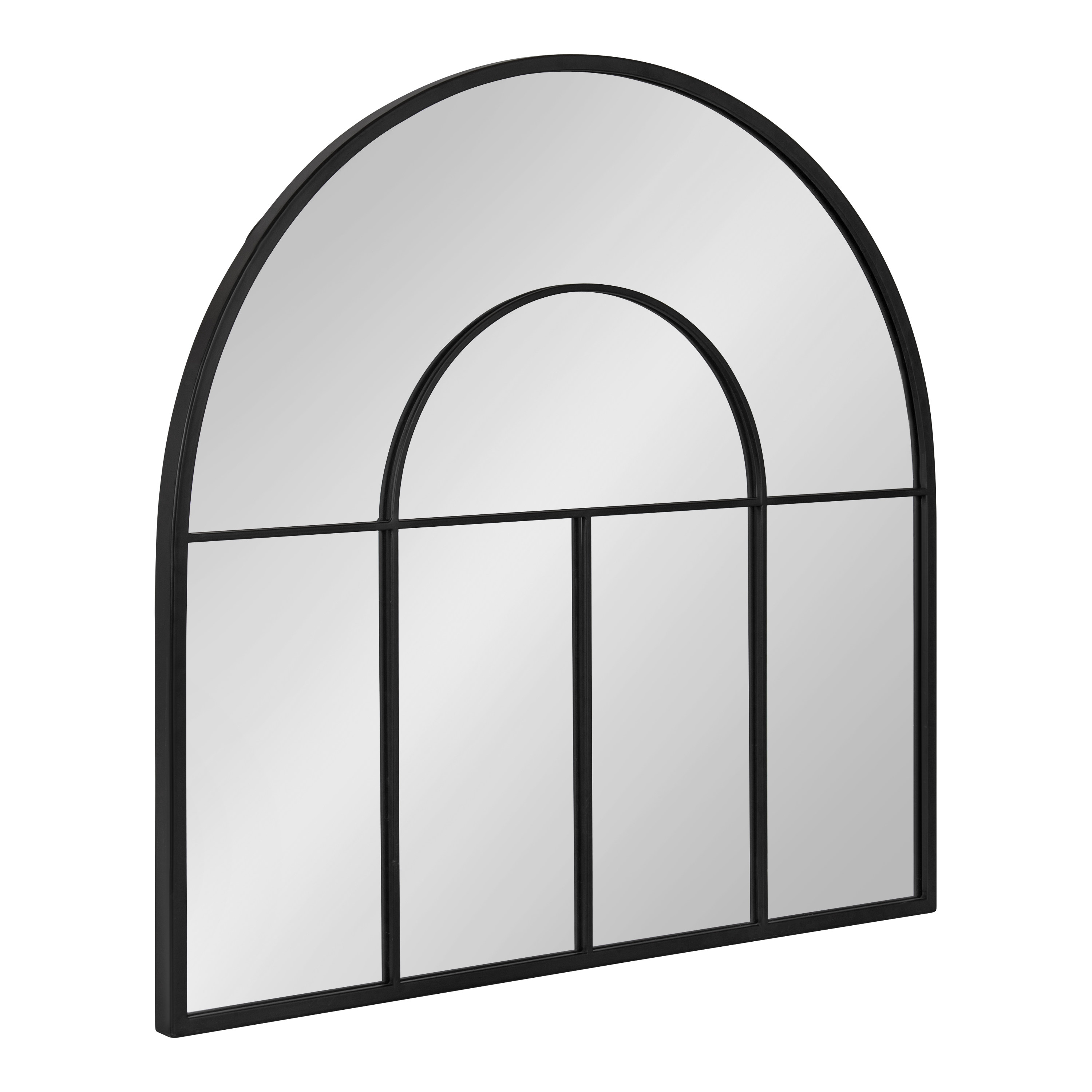 Kate and Laurel Solei Modern Metal Windowpane Arch Mirror, Black, 30 x ...