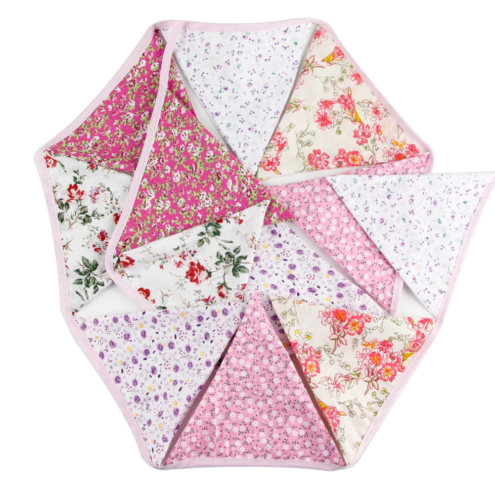 12 Banderas 3 2 M Flores Retro Fiesta Boda Banderín Banderín | Walmart ...