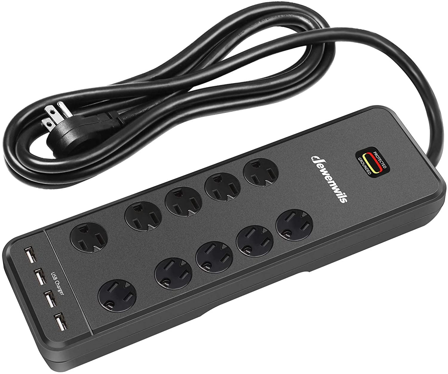 Buy DEWENWILS 10-Outlet Surge Protector Power Strip with 4 USB Ports ...