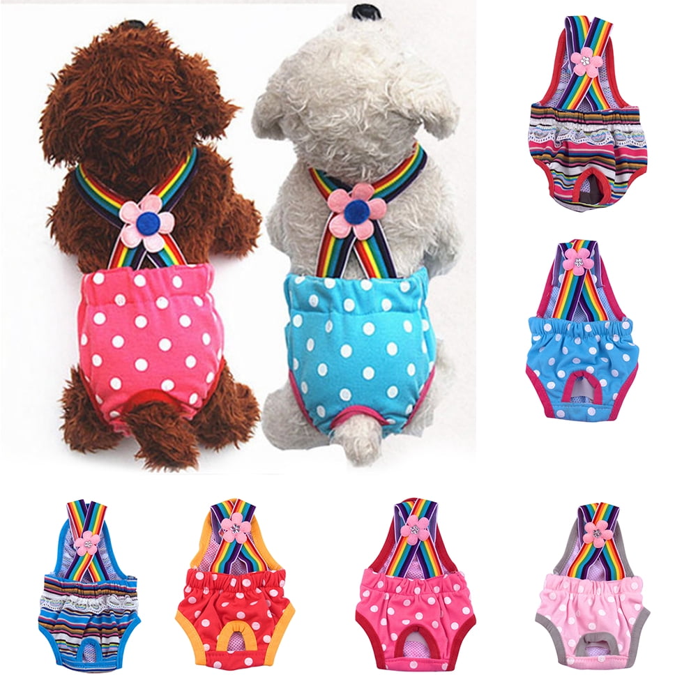 SPRING PARK Dog Sanitary Panties Adjustable Strap Polka Dot Striped ...