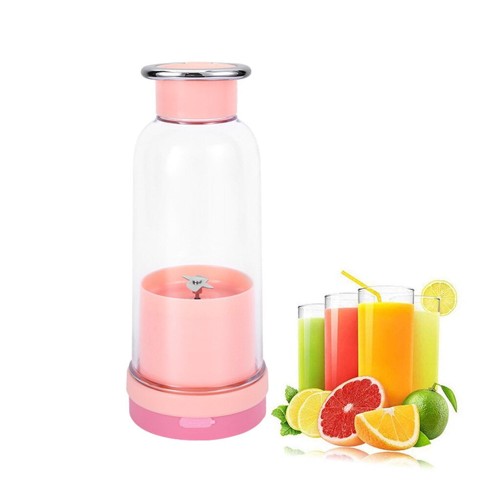 4 Blade Rechargeable Portable Blender Pink 400Ml Fruit Electric Juicer ...