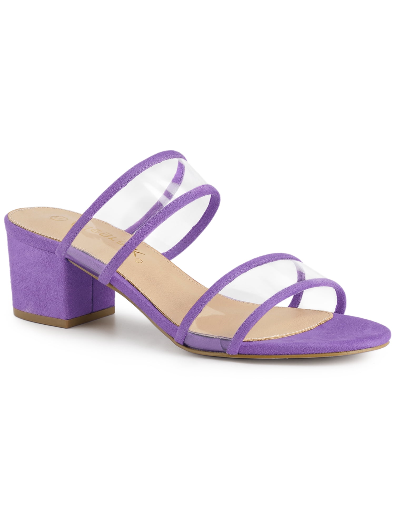 Allegra K Women's Dual Straps Block Heel Slide Sandals - Walmart.com