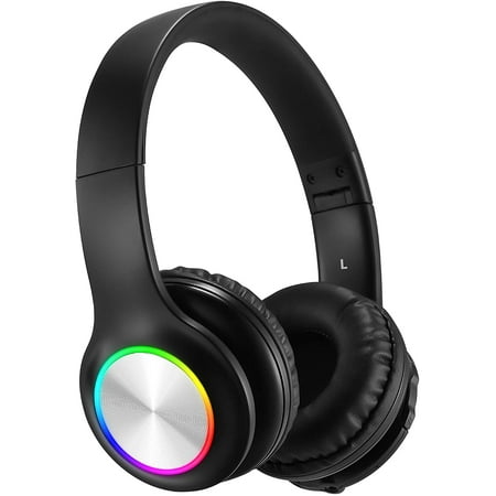 Wireless Headset with RGB Light Earmuff Bluetooth Headset with Built-in ...