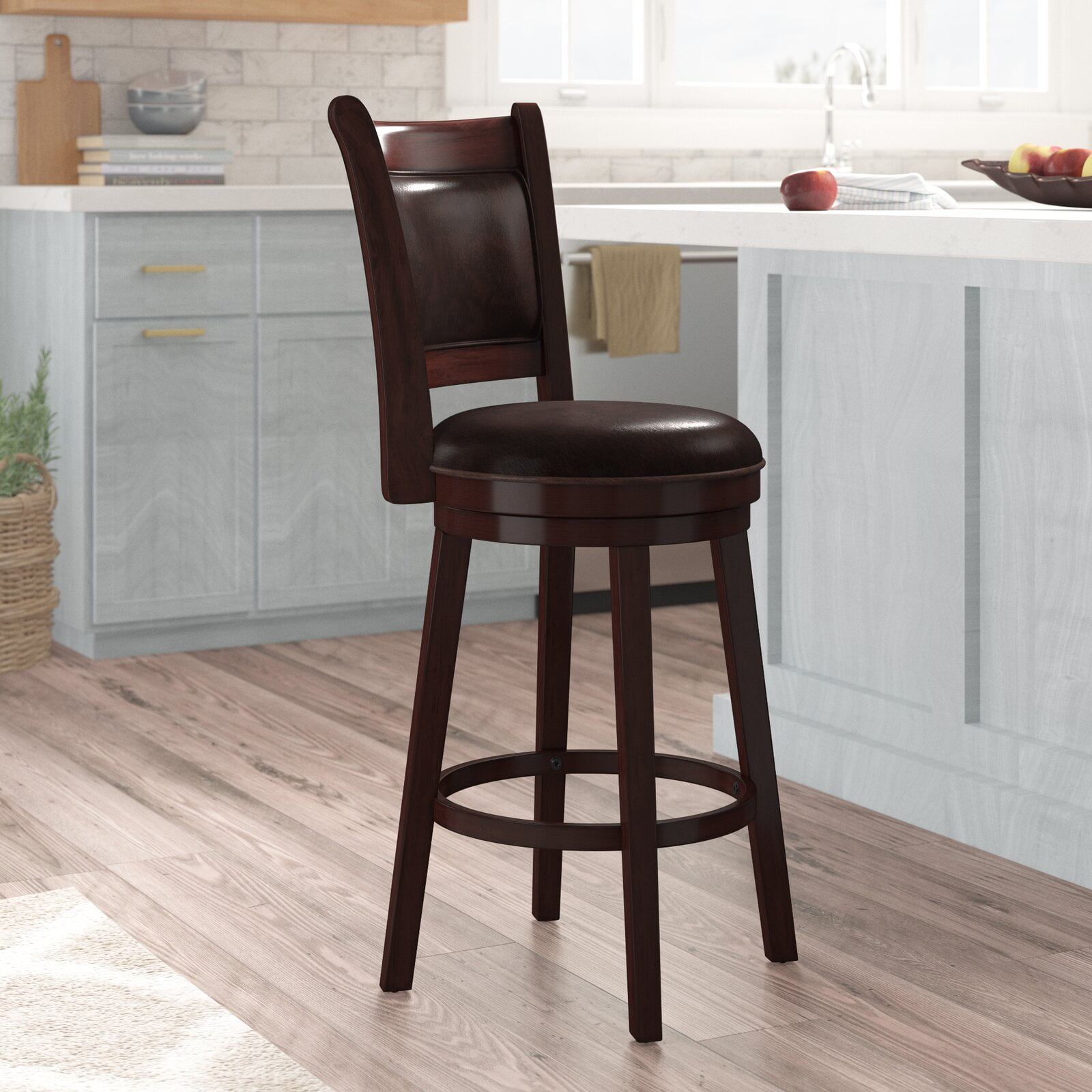 Florencio Swivel Bar & Counter Stool, Seat Material Details: Faux ...