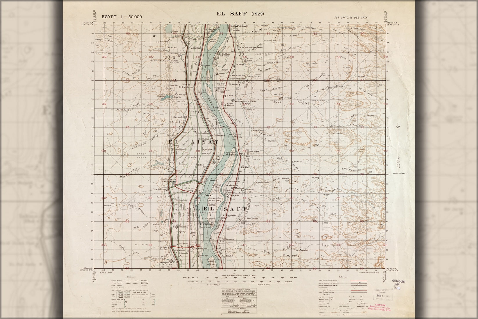 24"x36" Gallery Poster, map of El Saff egypt 1929 - Walmart.com