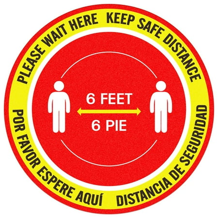 Bilingual Social Distancing Floor Sign,5pcs,11" Social Distancing Sign ...