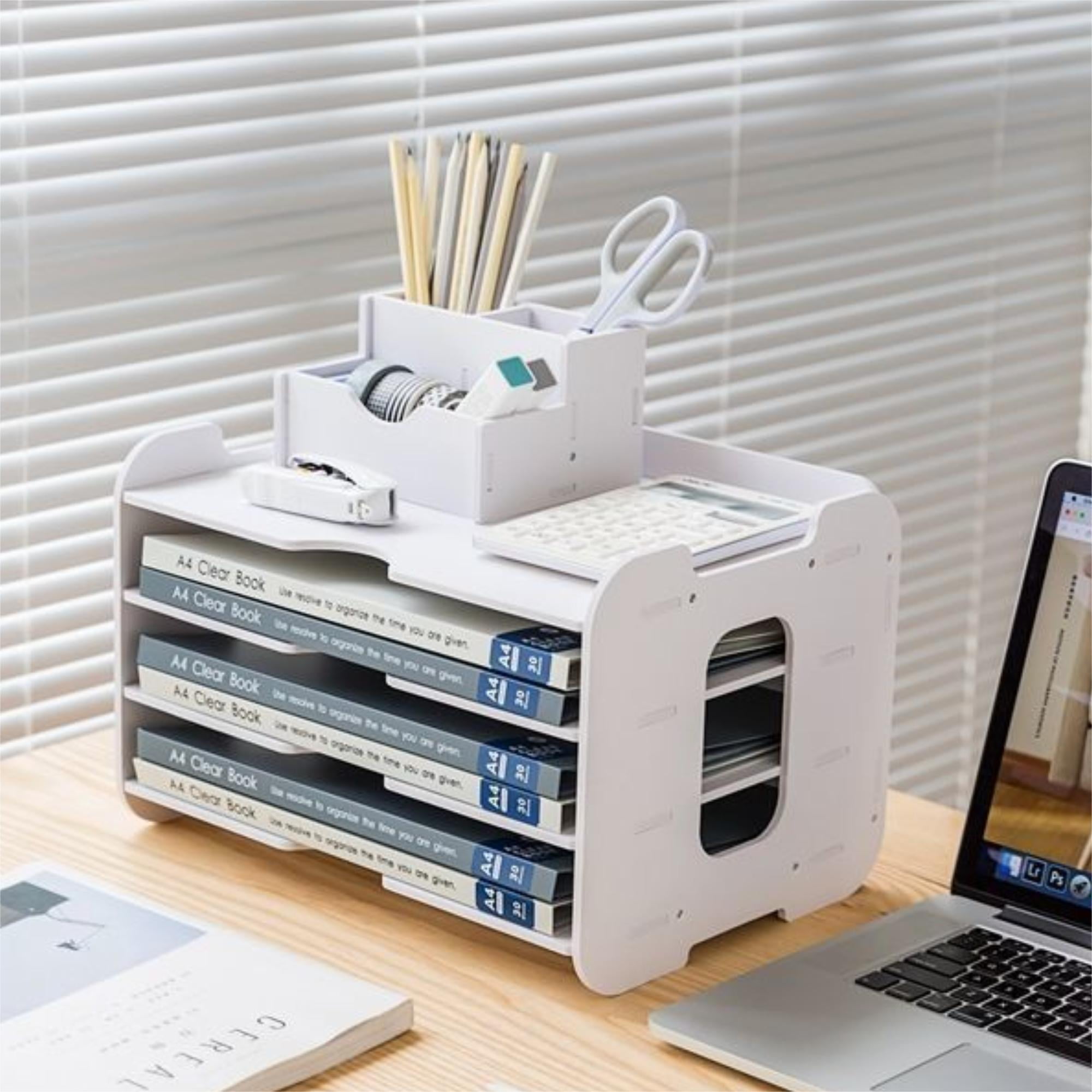 Cipaher 4-Tier Office Desktop Organizer White Paper File Rack - Walmart.com