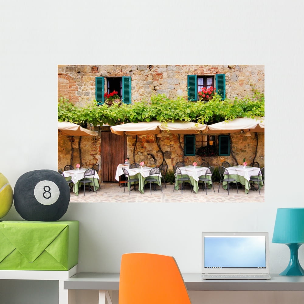Cafe Tables and Chairs Wall Decal by Wallmonkeys Peel and Stick Graphic ...