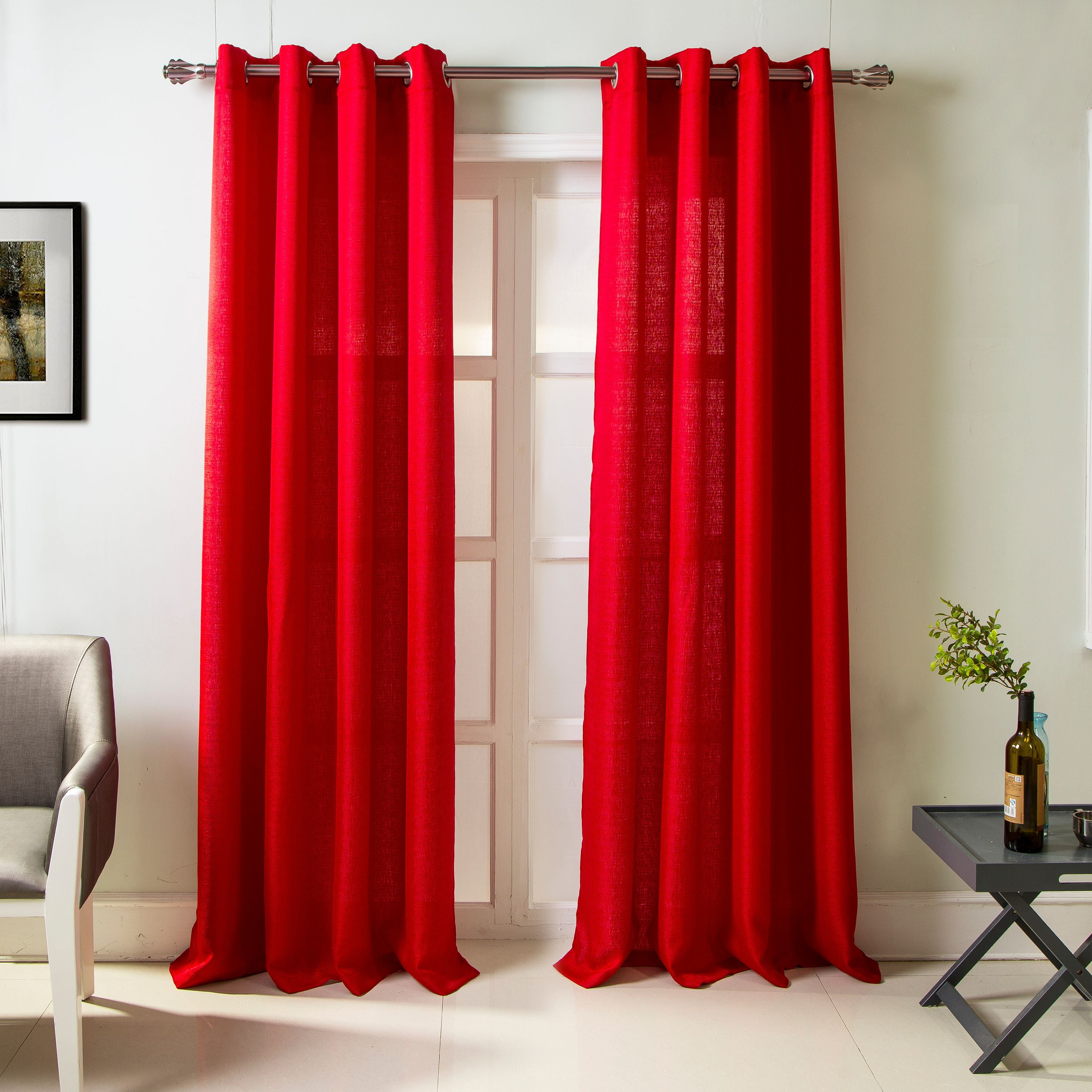Madrid Textured 54 x 84 in. Grommet Single Curtain Panel, Red - Walmart.com