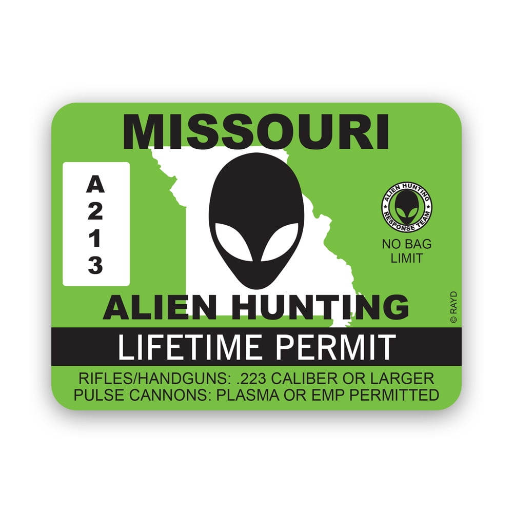 Missouri Alien Hunting Permit Sticker Decal - Self Adhesive Vinyl ...