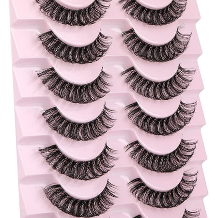 Natural Lashes Russian Strip Eyelashes False Wispy Fluffy D Curl Fake ...