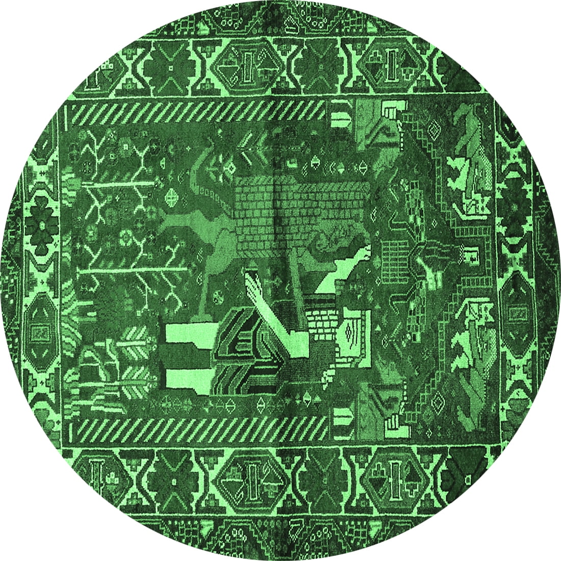 Ahgly Company Indoor Round Animal Emerald Green Traditional Area Rugs ...
