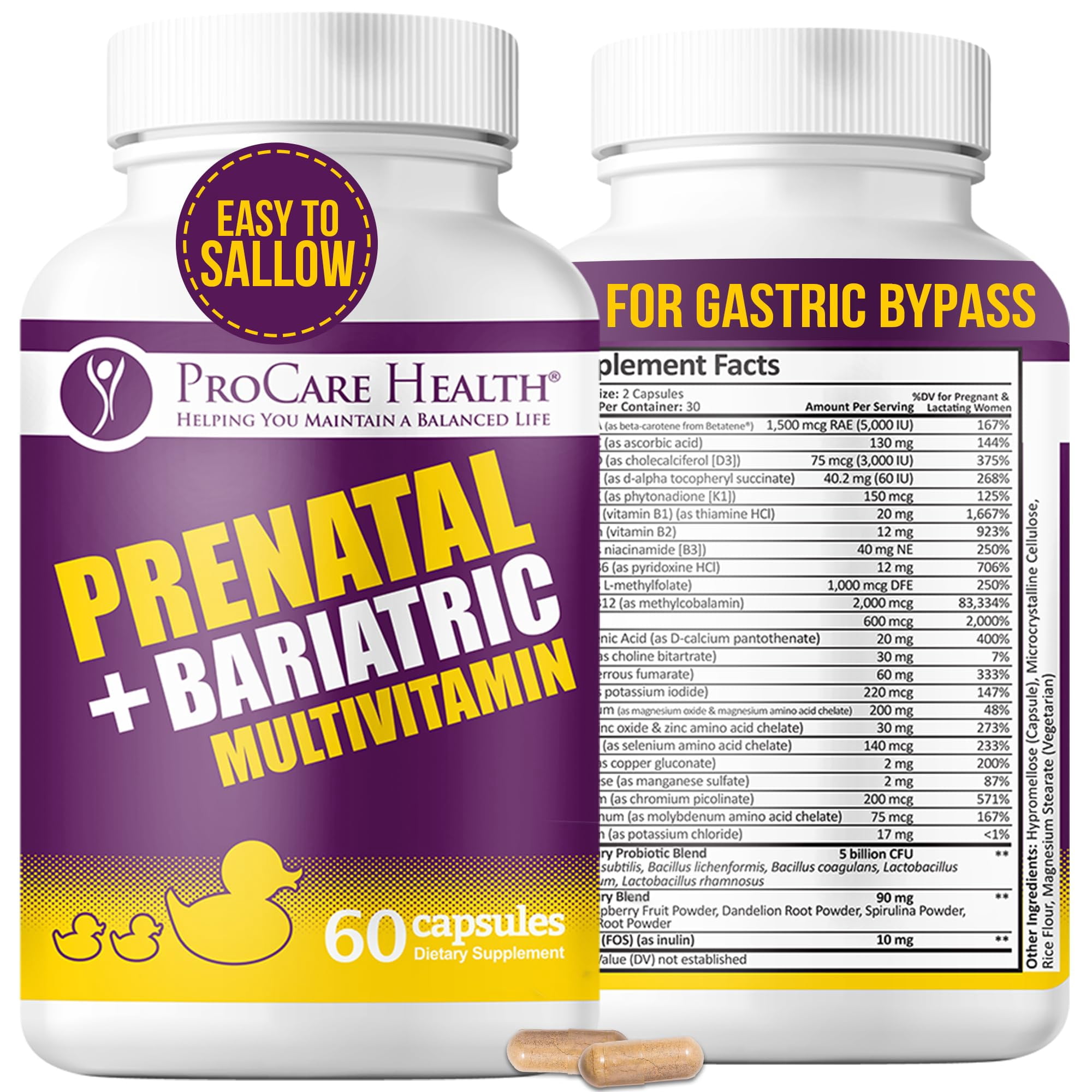 Multivitamínico bariátrico prenatal ProCare Health con hierro 60 ...