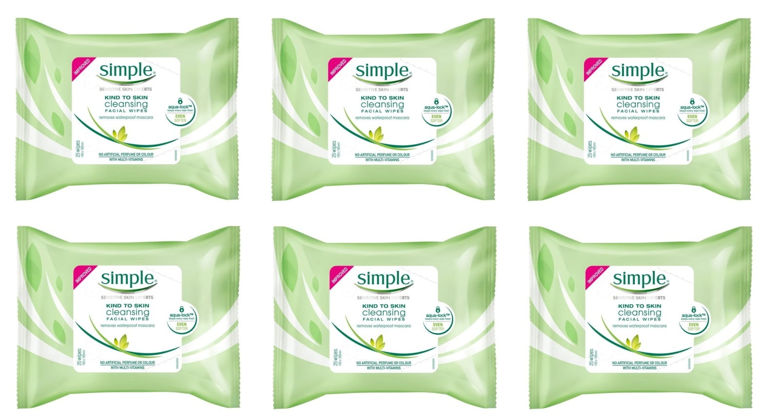 Simple Kind to Skin Cleansing Facial Wipes, 25 Ct. Pack of 6 - Walmart.com