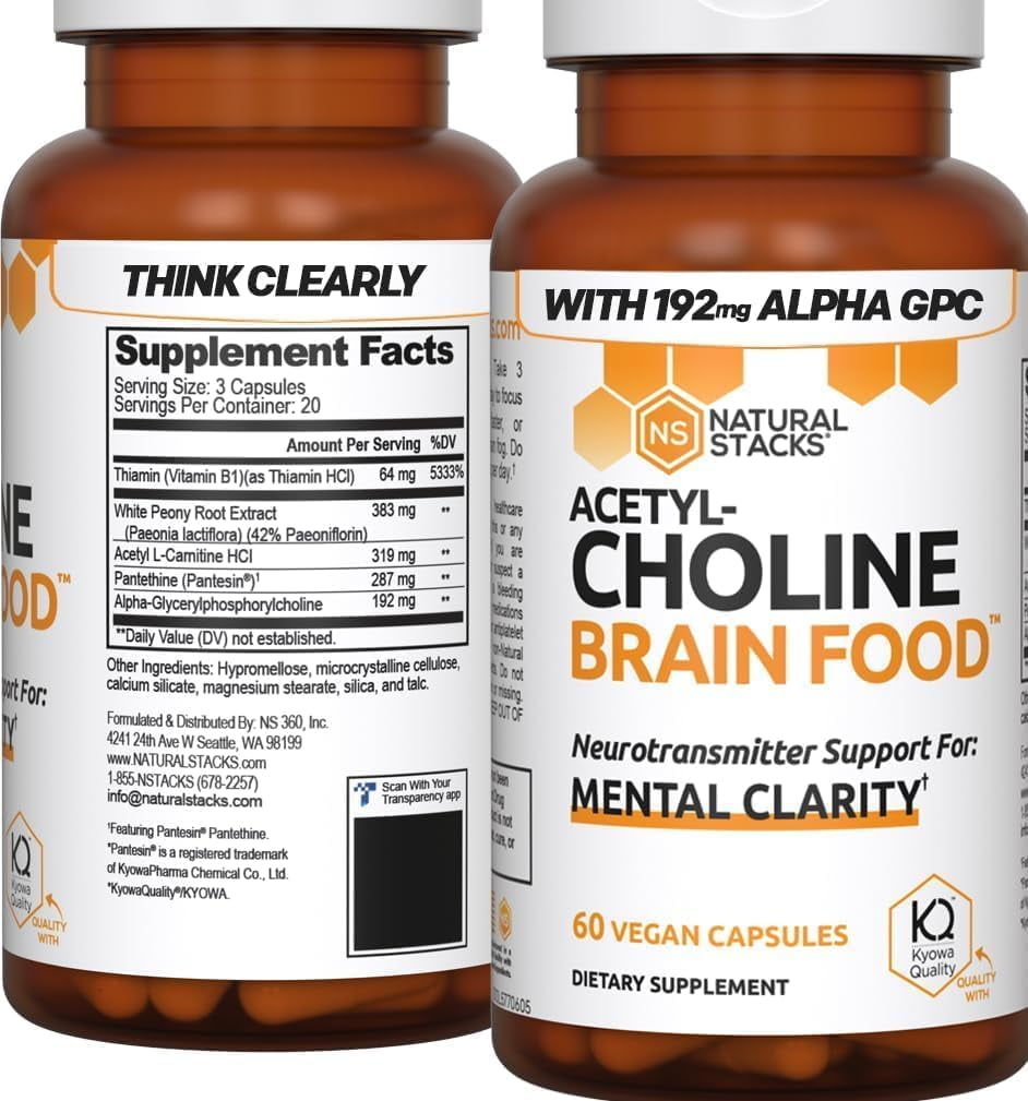 Natural Stacks Acetyl-Choline Brain Food (Mental Clarity) | 1,245 Mg ...