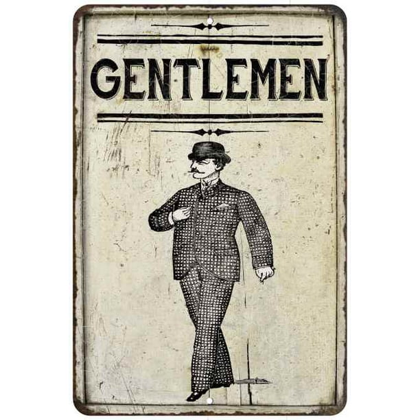 Gentlemen Restroom Sign Vintage Look Chic Distressed 12x18 Metal Sign ...