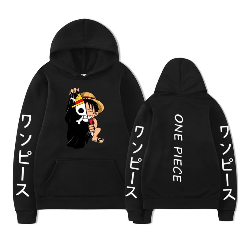 Click here for Thnclzx Luffy Straw Hat Hoodie Black And White Kid... prices