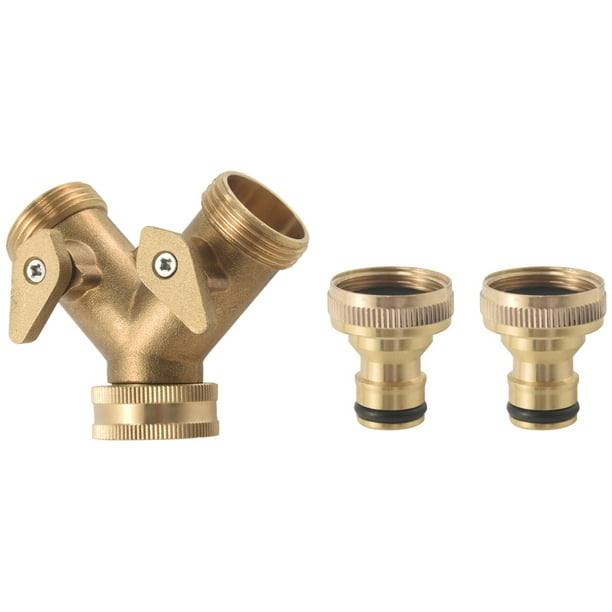 Symkmb 3/4 Inch 2 Way Hose Splitter Brass Y Valve Garden Tap Connector ...