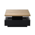 Homy Casa, Rotating Coffee Table with Wood Grain Top, Large Drawer and ...