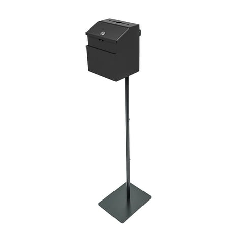 FixtureDisplays®Black Metal Donation Box Floor Stand Lobby Foyer Tithes ...