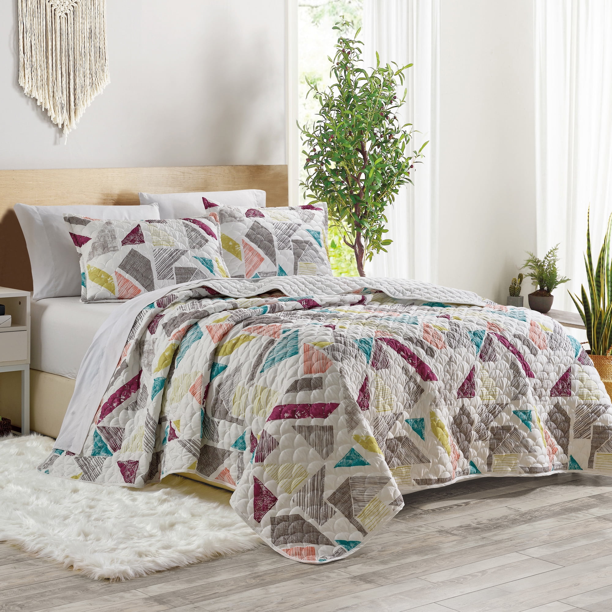 HGMart Reversible Quilt Coverlet Set - 3 Piece Microfiber Bedspread ...