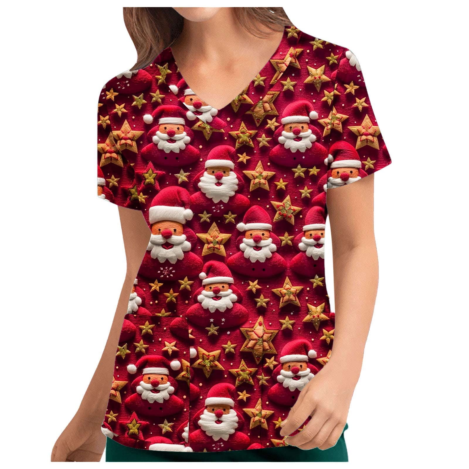 Click here for Styesk Scrubs For Women Xmas Printed Scrub Tops Ho... prices