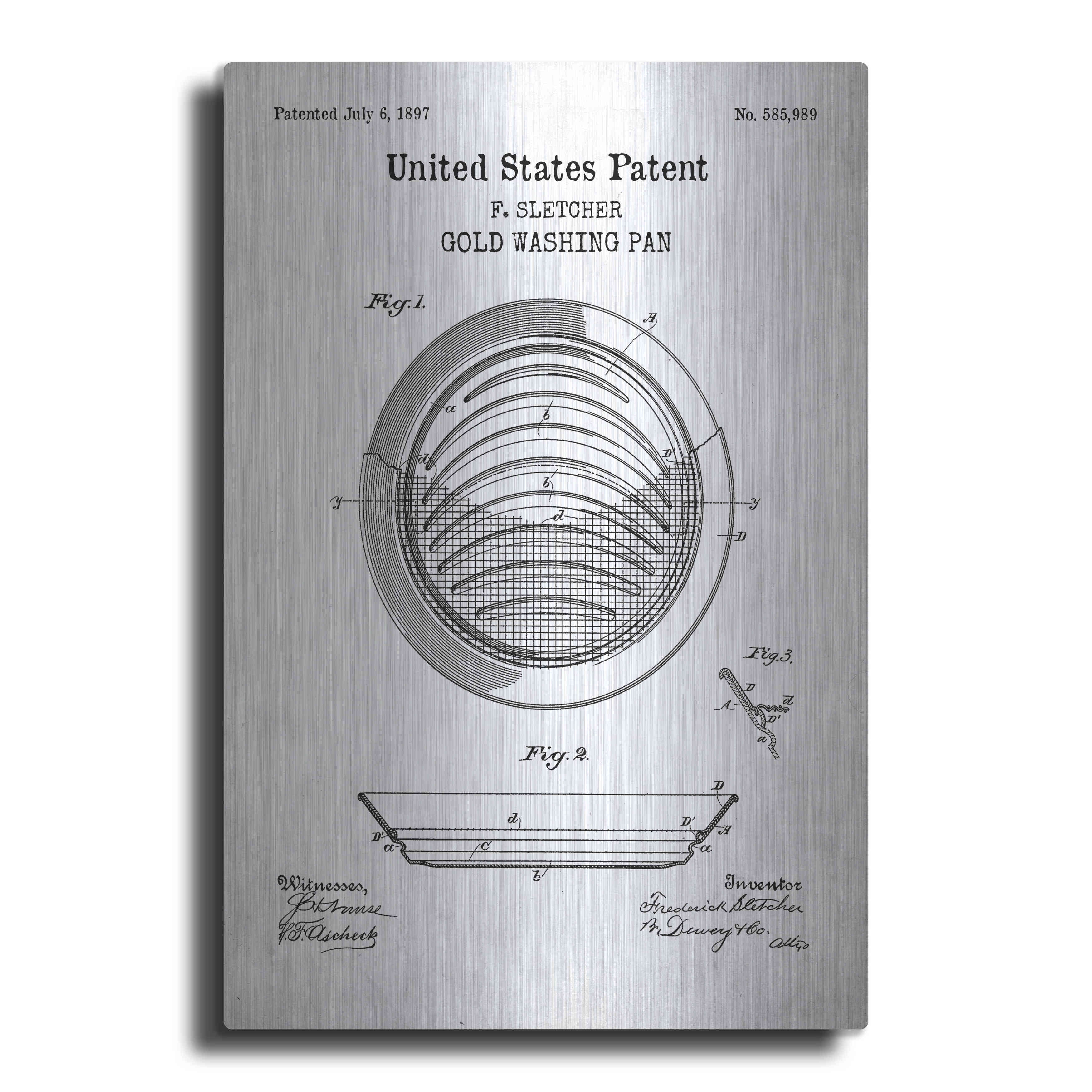 Luxe Metal Art 'Gold Pan Blueprint Patent White' Acrylic Glass Wall Art ...