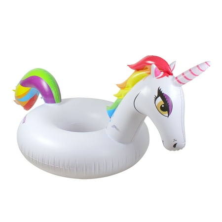 Swim Central Inflatable Rainbow Unicorn Swimming Pool Party Inner Tube ...