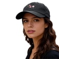 Baseball Cap Adjustable Hand Embroidered Flower Design Classic Womens ...