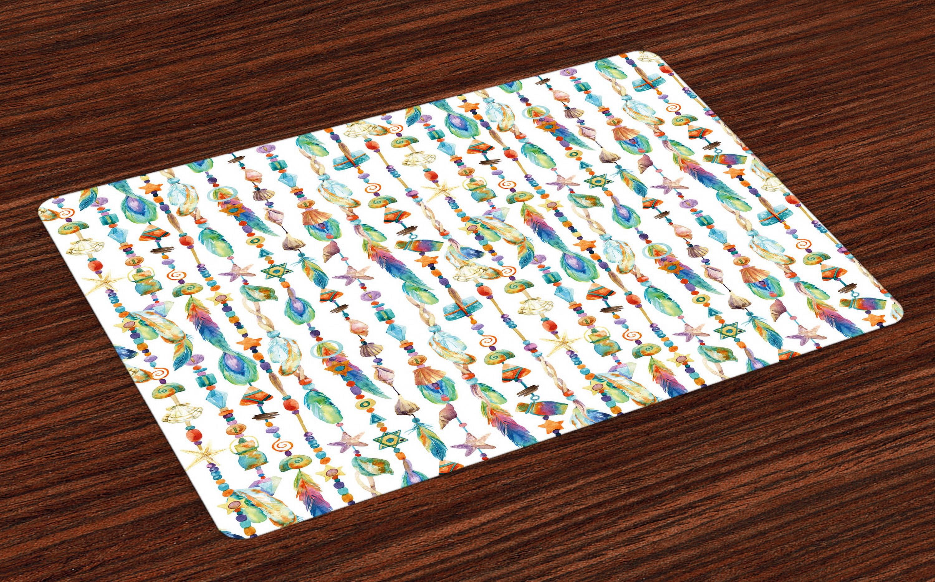 Ambesonne Feather Place Mats Set of 4, Sea Shells Nautical, Standard ...