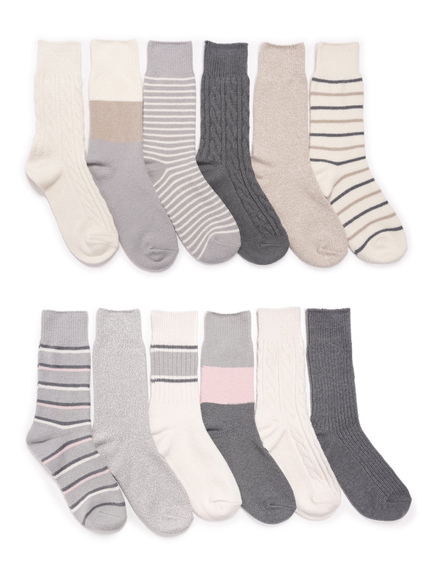 MUK LUKS women's Crew Boot Socks 12-Pack, Recycled Polyester - Walmart.com