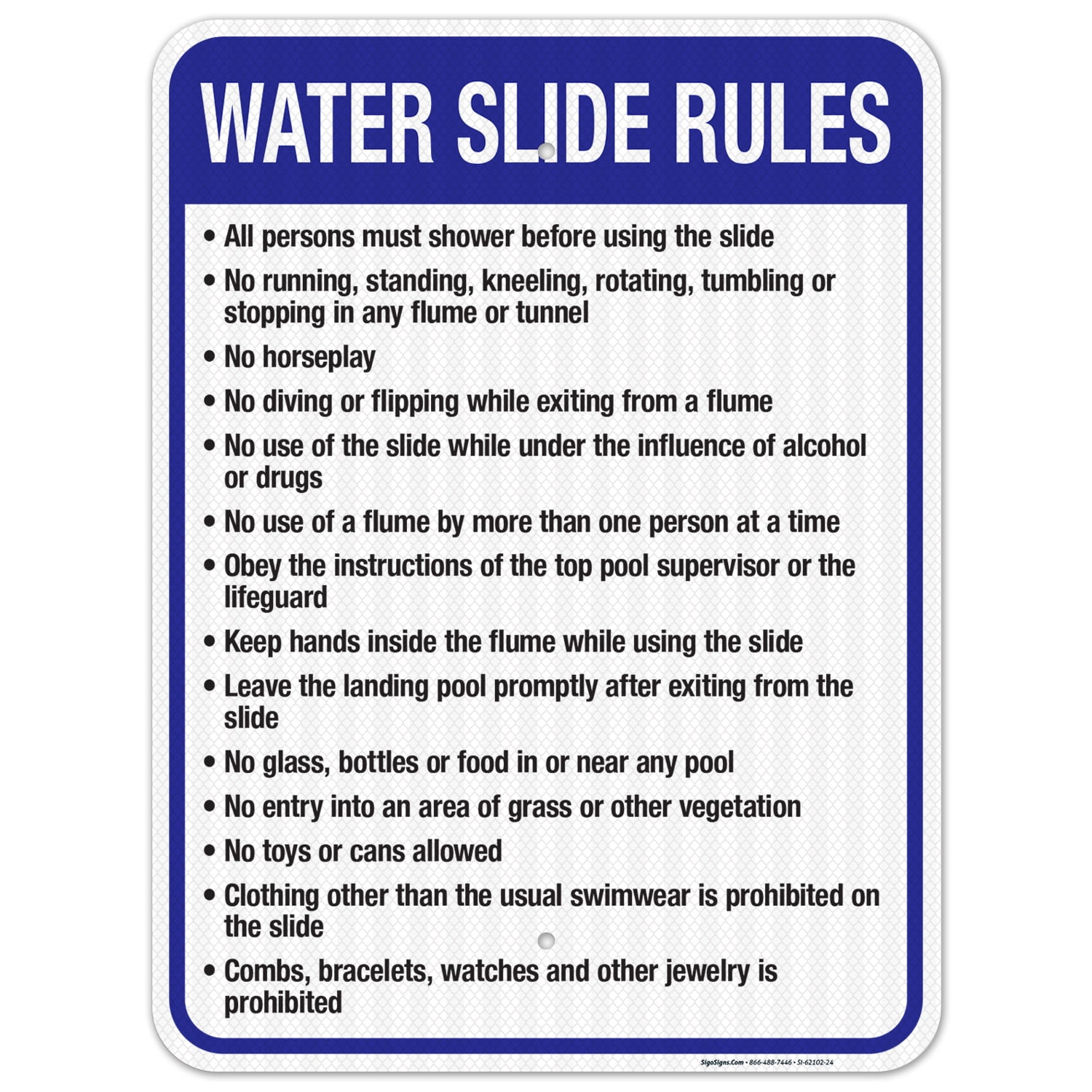 Nevada Water Slide Rules Sign, Complies With State Of Nevada Pool ...