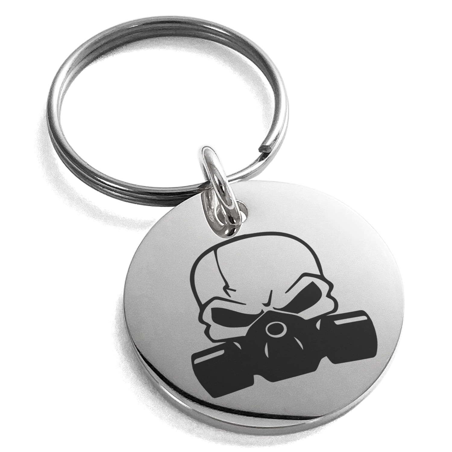 Stainless Steel Biohazard Death Skull Engraved Small Medallion Circle ...